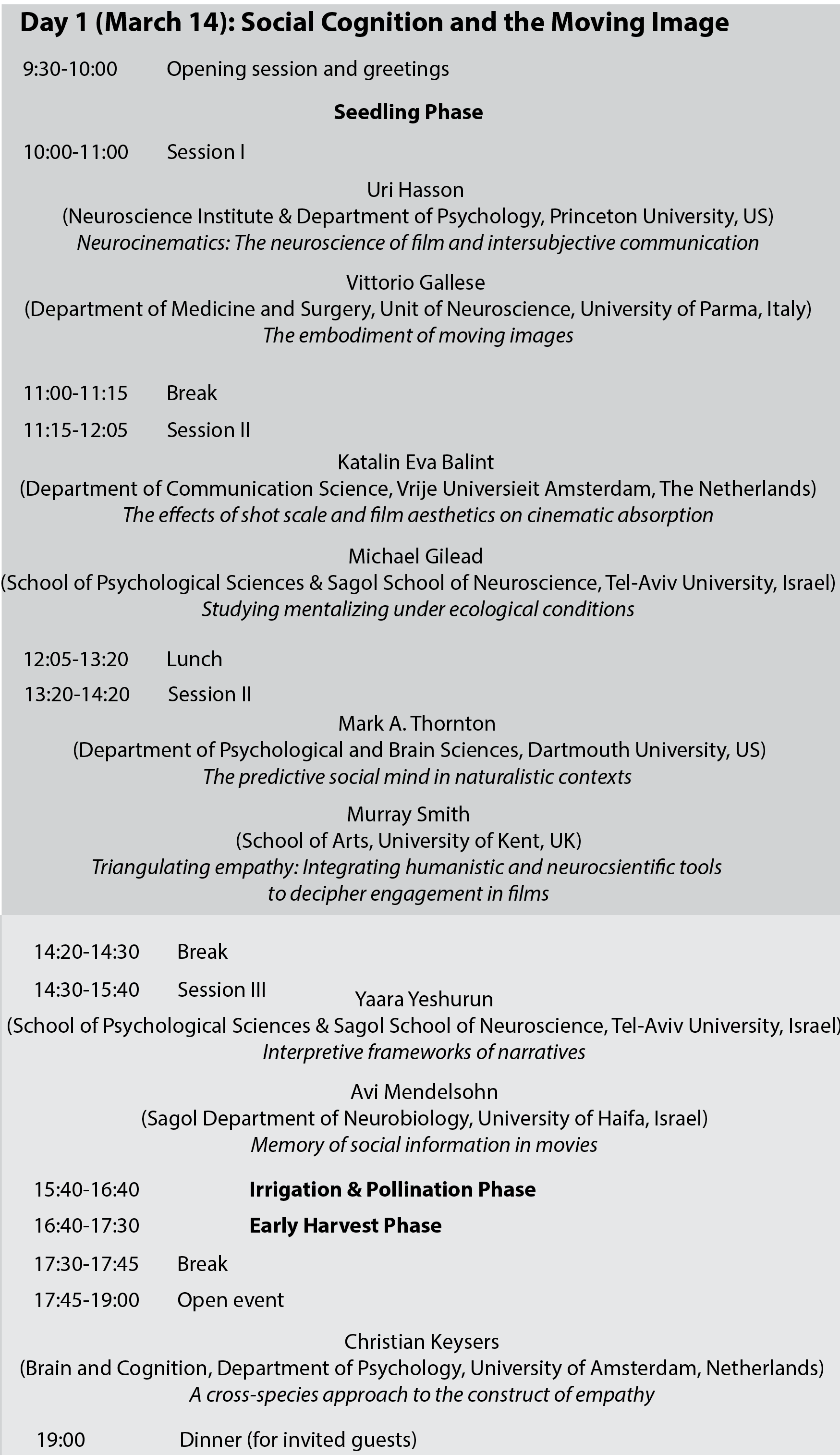 Empathies, Brain, and the Moving Image - Preliminary Program